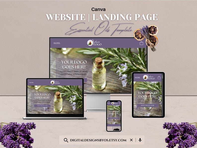 Essential Oils Canva Website Template | Editable Landing Page Design ...