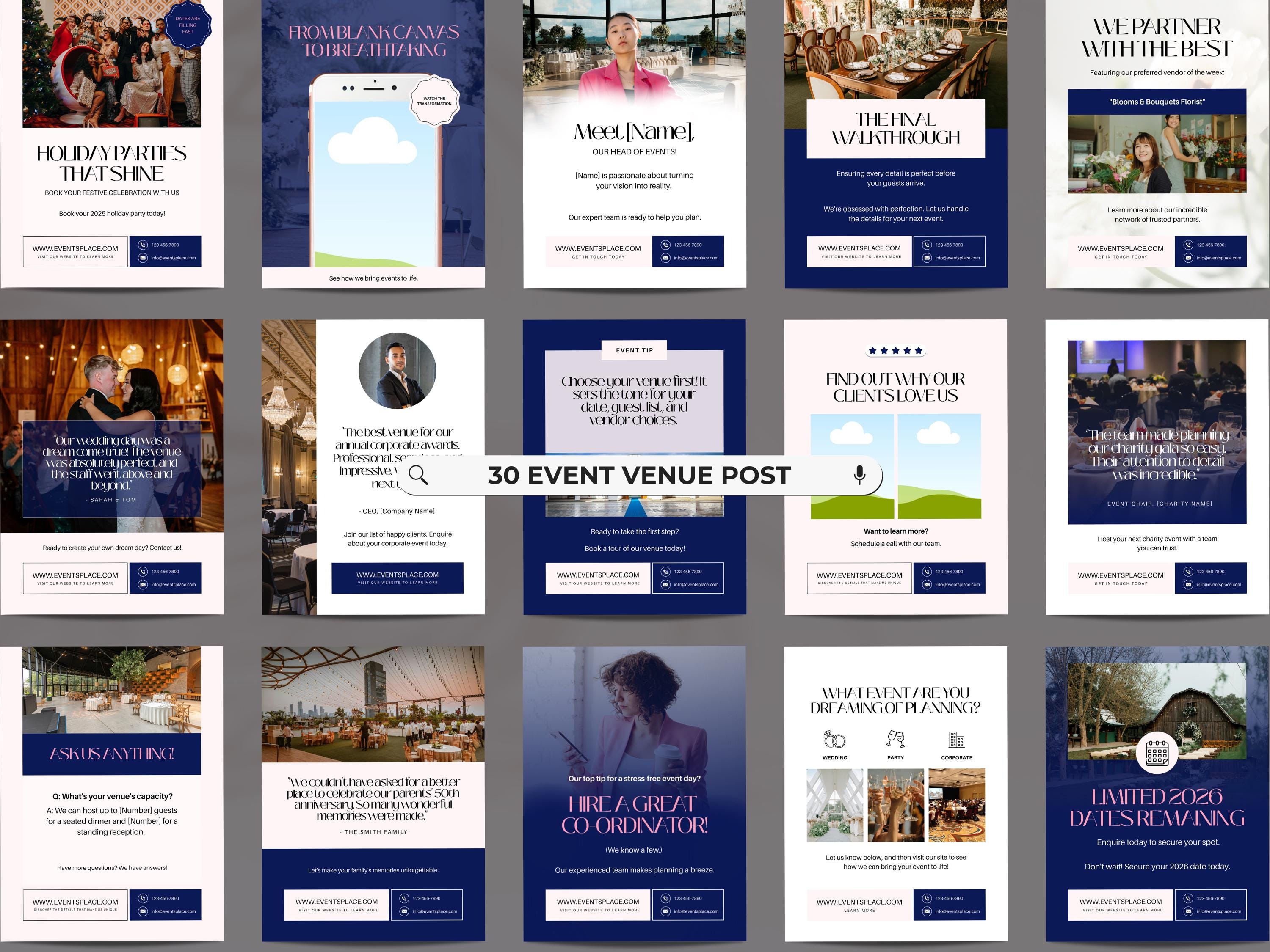 30 Event Venue Social Media Canva Templates | Wedding & Venues ...