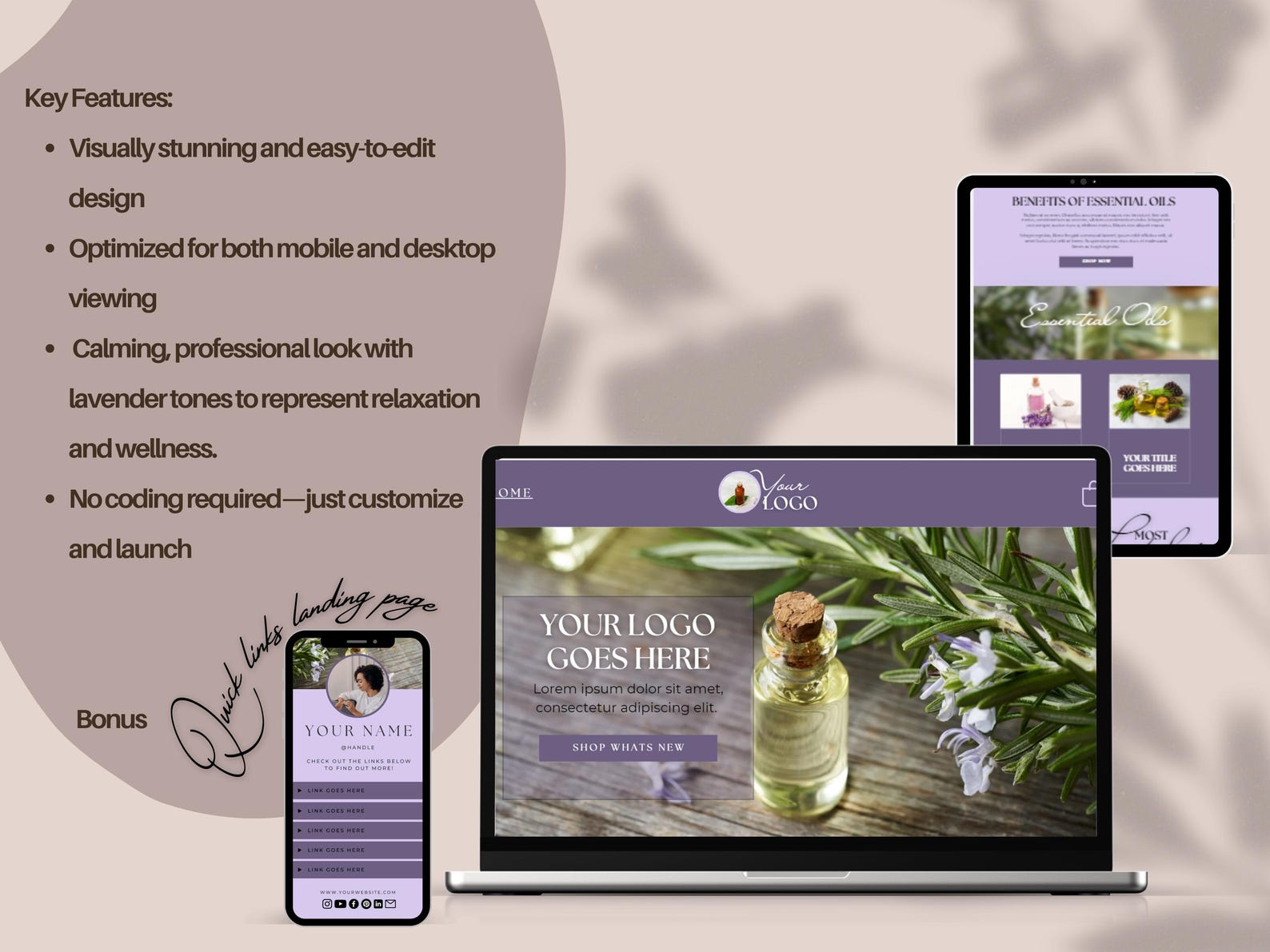 Essential Oils Canva Website Template | Editable Landing Page Design ...