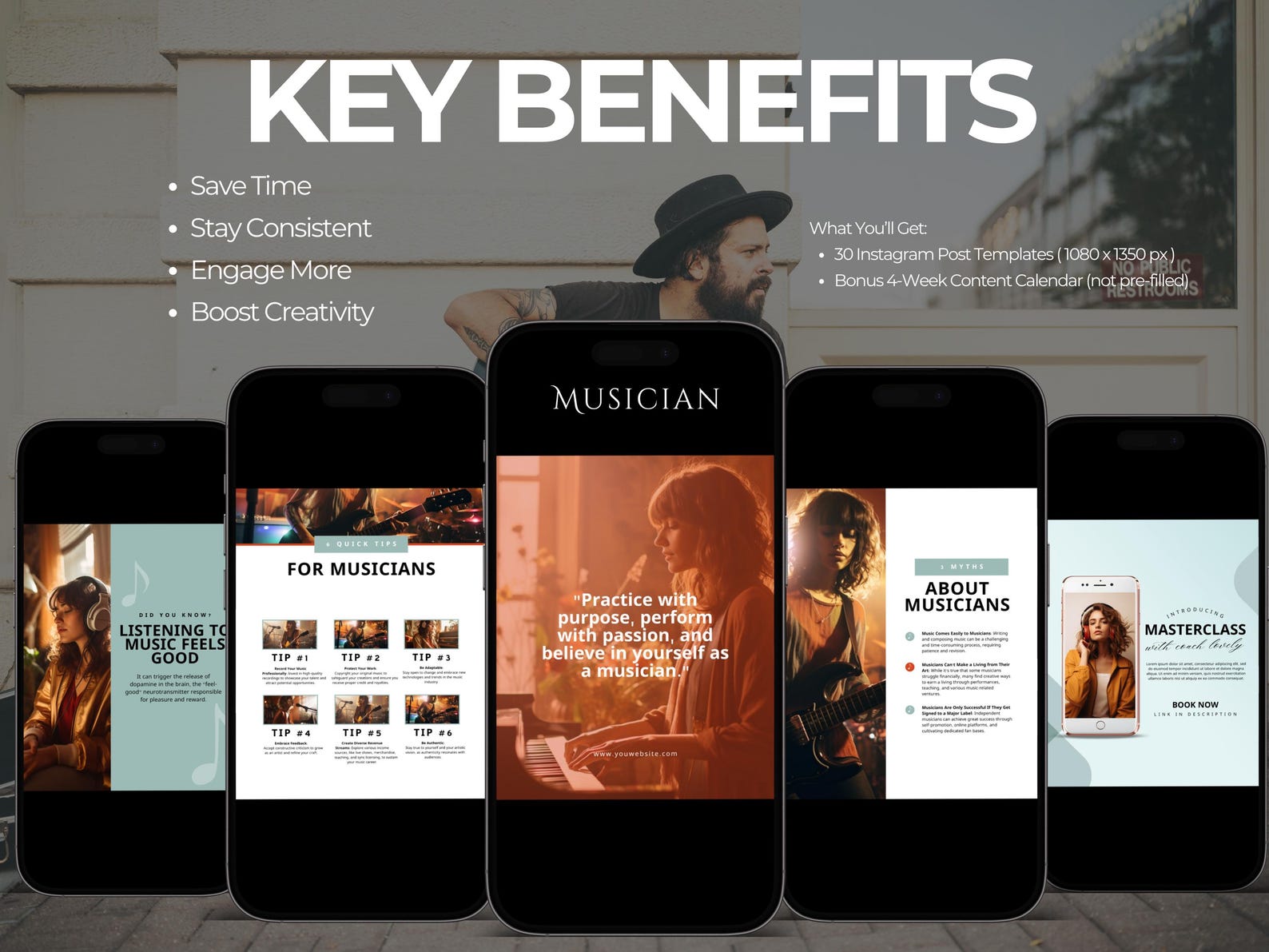 30 Musician Instagram Post Canva Templates | Social Media Templates for ...