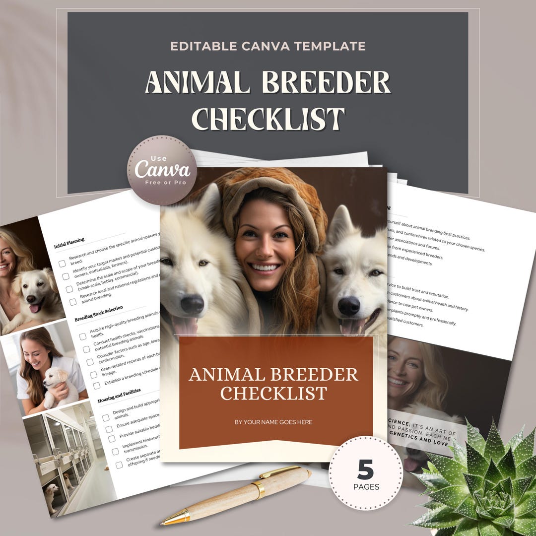 Animal Breeder Checklist Printable | Editable Canva Template - Etsy