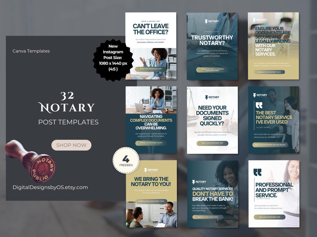 32 Notary Social Media Post | Canva Templates for Notary Publics and ...