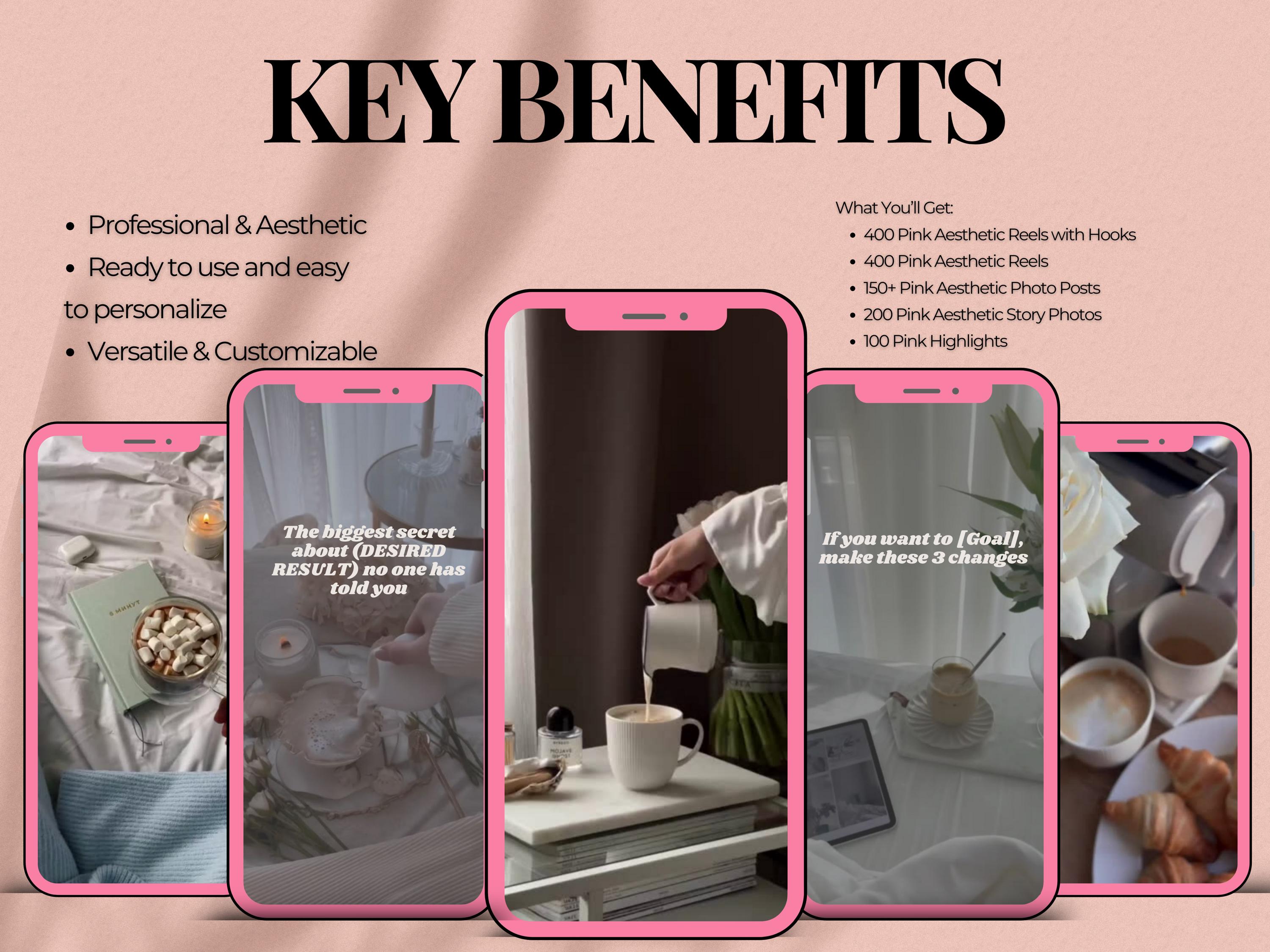 800 Plus Pink Aesthetic Faceless Reels Bundle | MRR and PLR Rights ...