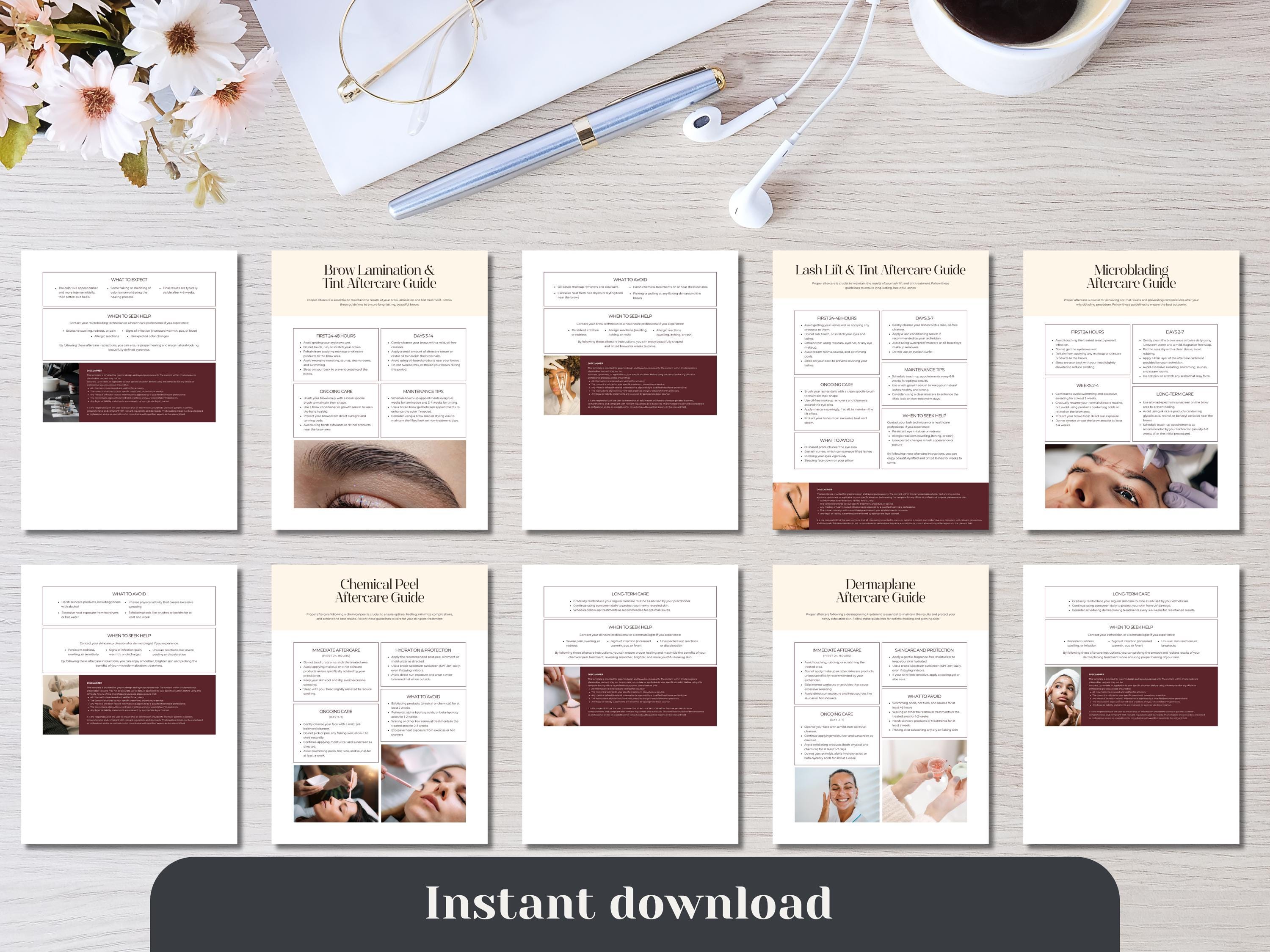 Aftercare Guide Canva Template | Printable Beauty Treatment Aftercare ...