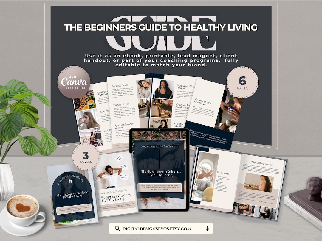 Beginner’s Guide to Healthy Living Ebook Template | Editable Canva ...
