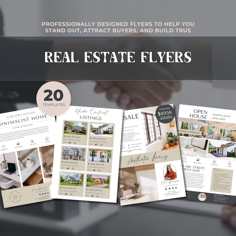 Real Estate Flyer Bundle | 20 Editable Canva Templates for Realtors ...