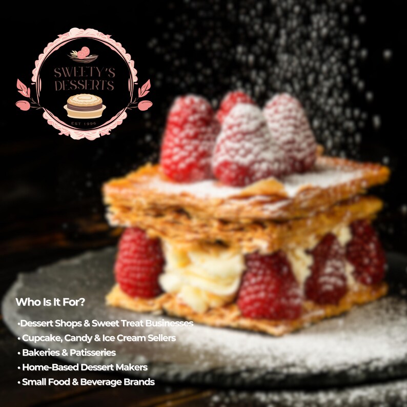 6 Dessert Logo Templates | Cute Canva Logo Design for Sweet Shops ...