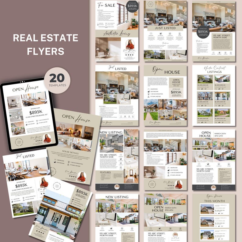 Real Estate Flyer Bundle | 20 Editable Canva Templates for Realtors ...