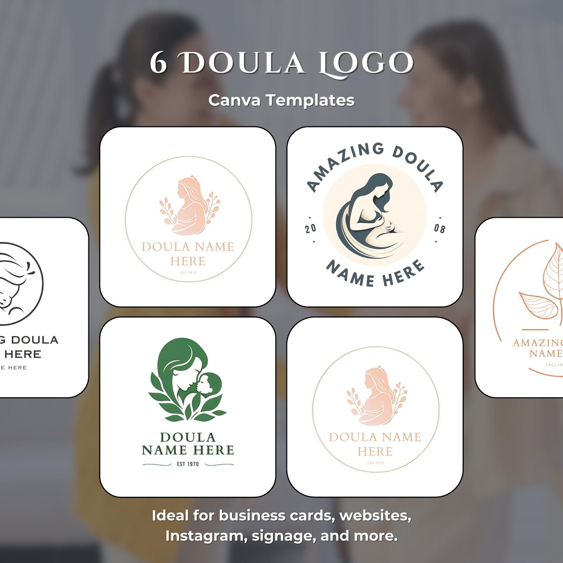 6 Doula Logo Canva Templates | Calm Logo Design for Birth Workers ...