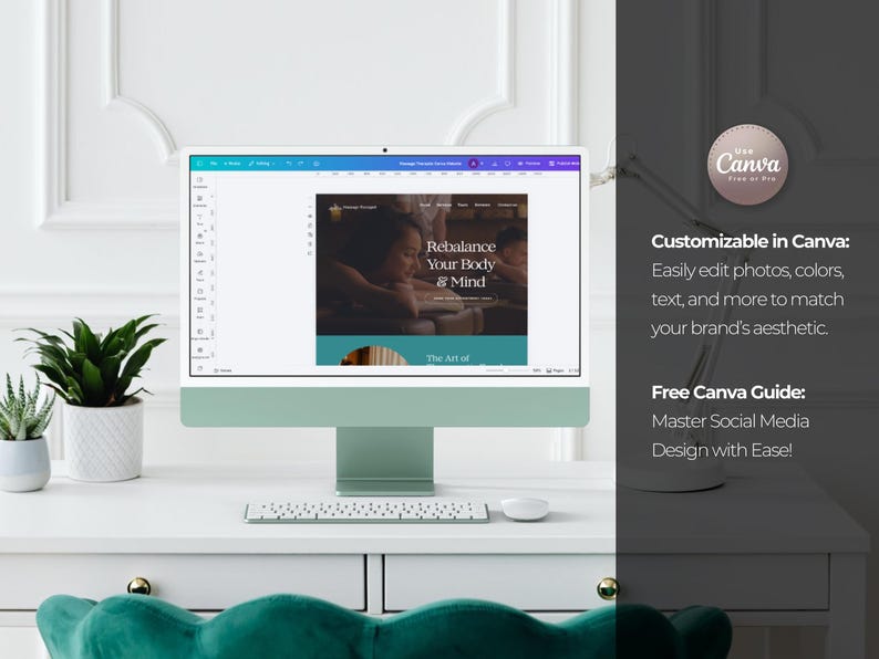 Massage Therapy Canva Template Bundle | Spa & Wellness Branding Kit ...