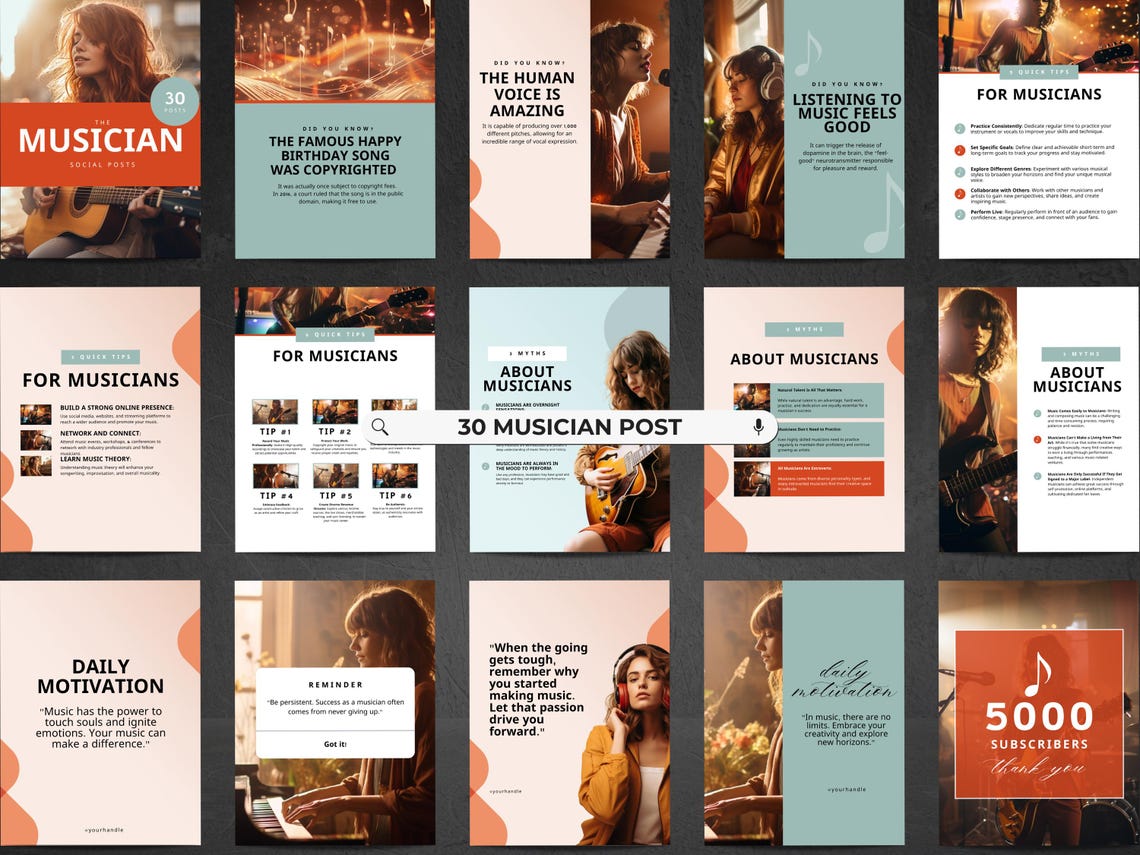 30 Musician Instagram Post Canva Templates | Social Media Templates for ...