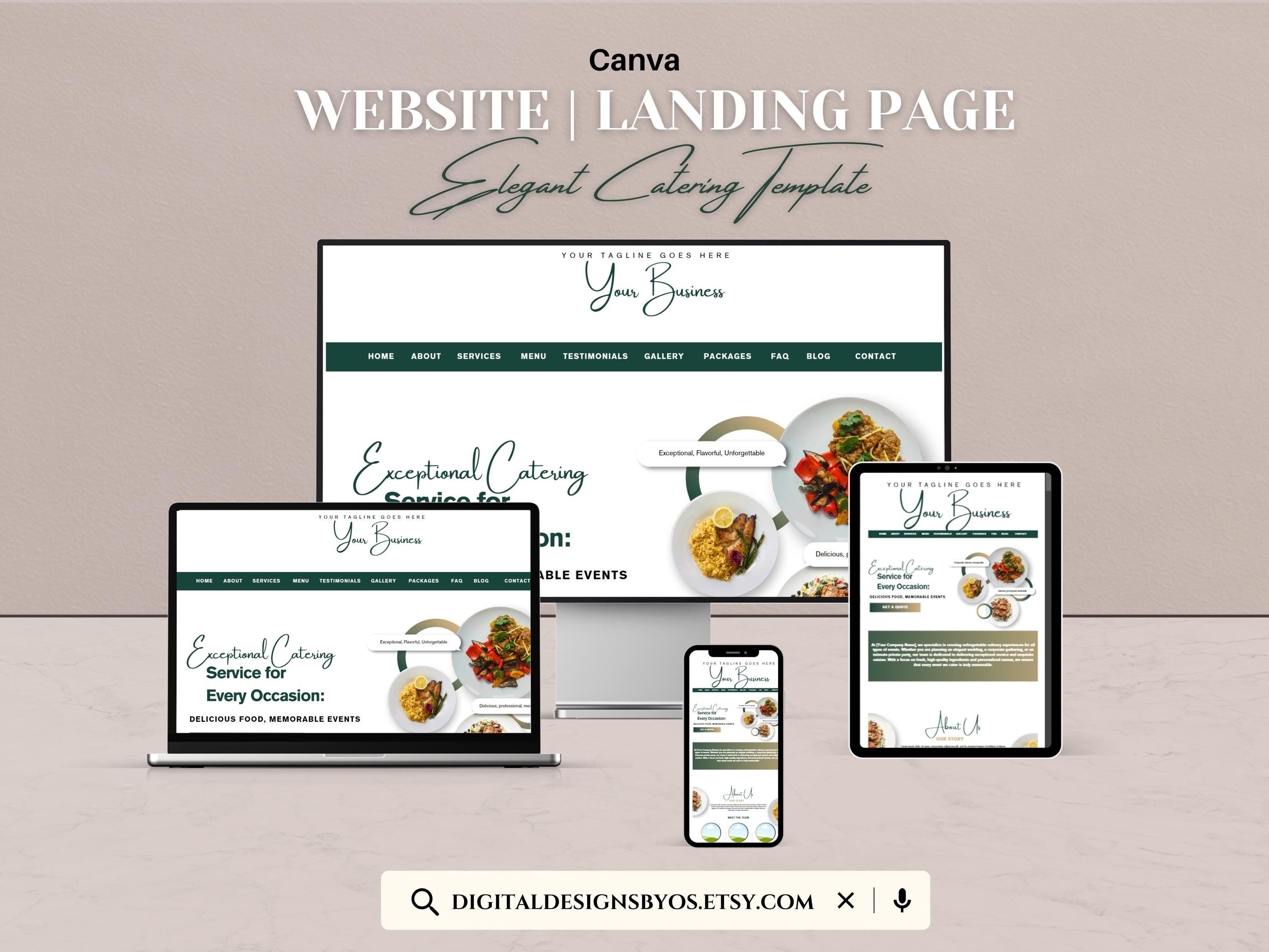 Elegant Catering Business Landing Page Template | Canva Website for ...