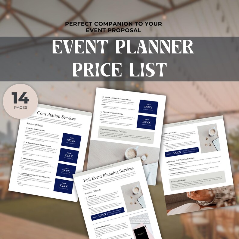 Event Planner Price List Canva Template | Editable 14-page Canva ...