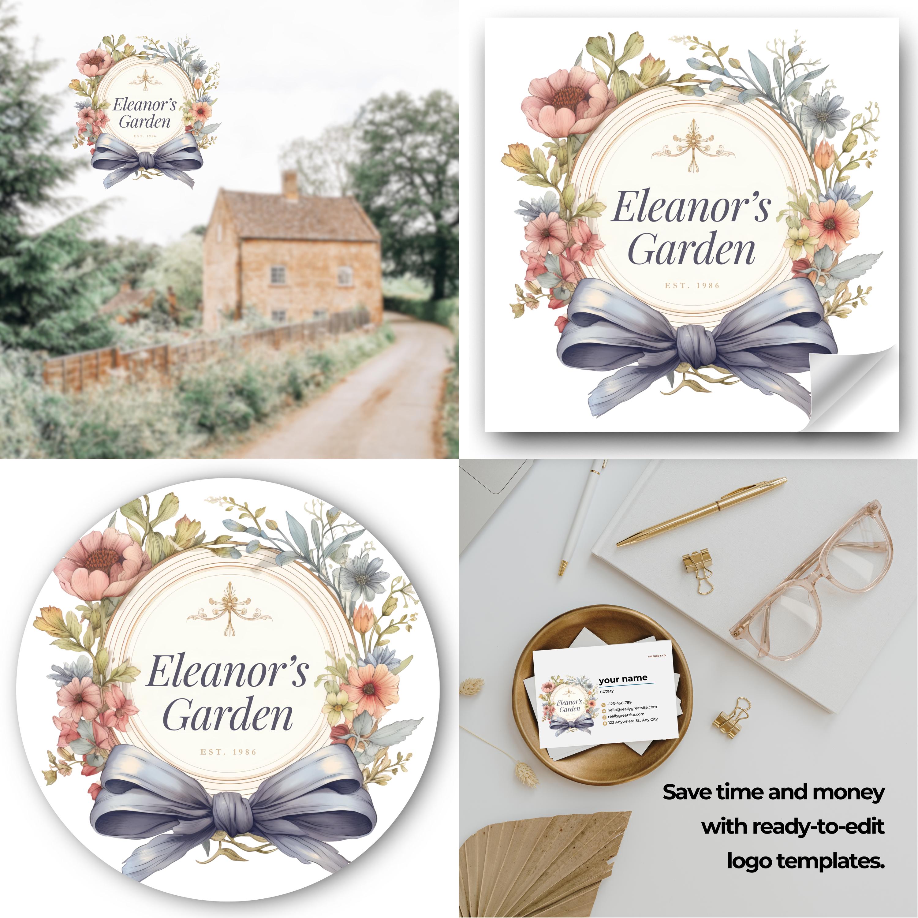 6 Cottagecore Logo Templates | Editable Canva Logo Set for Handmade ...