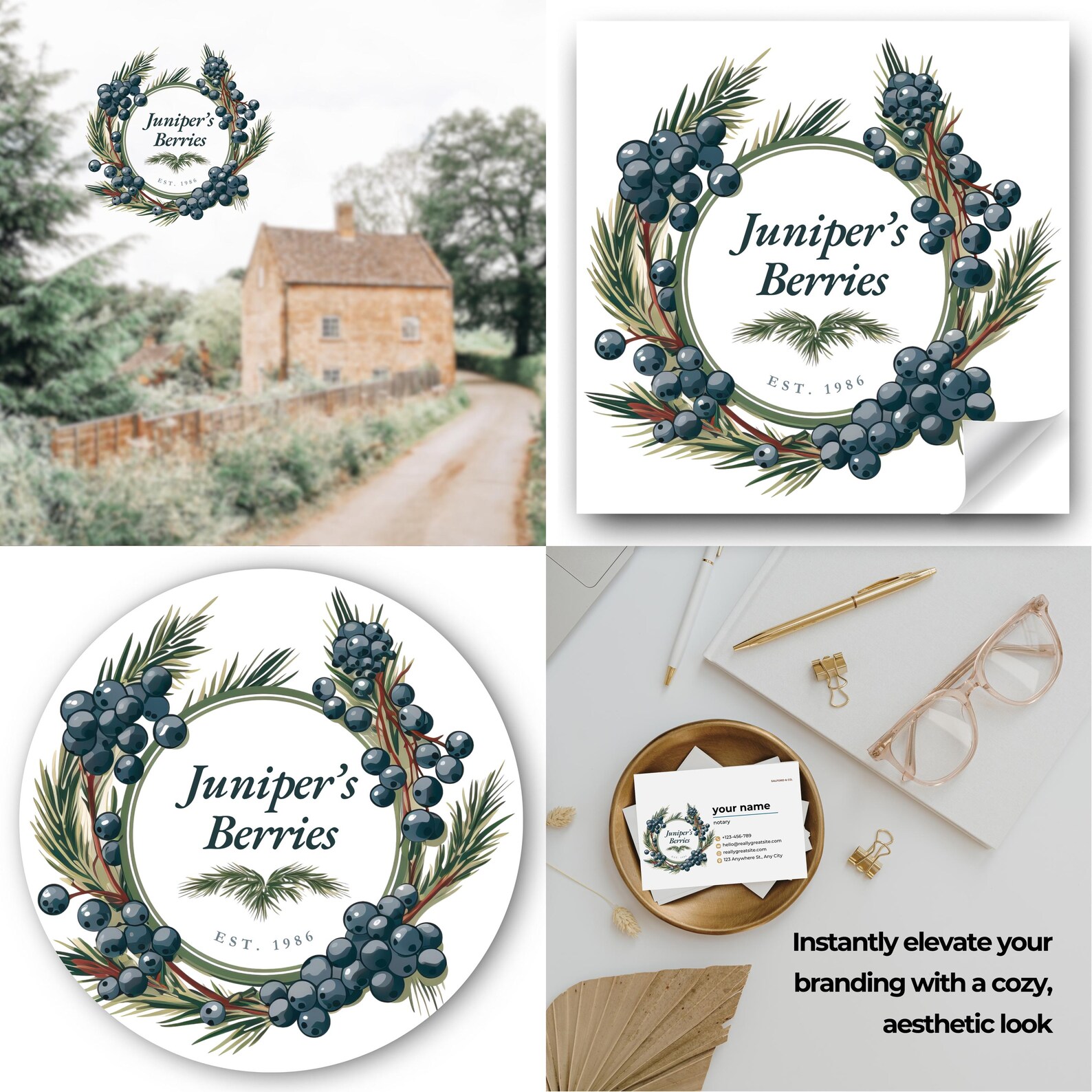 6 Cottagecore Logo Templates | Editable Canva Logo Set for Handmade ...