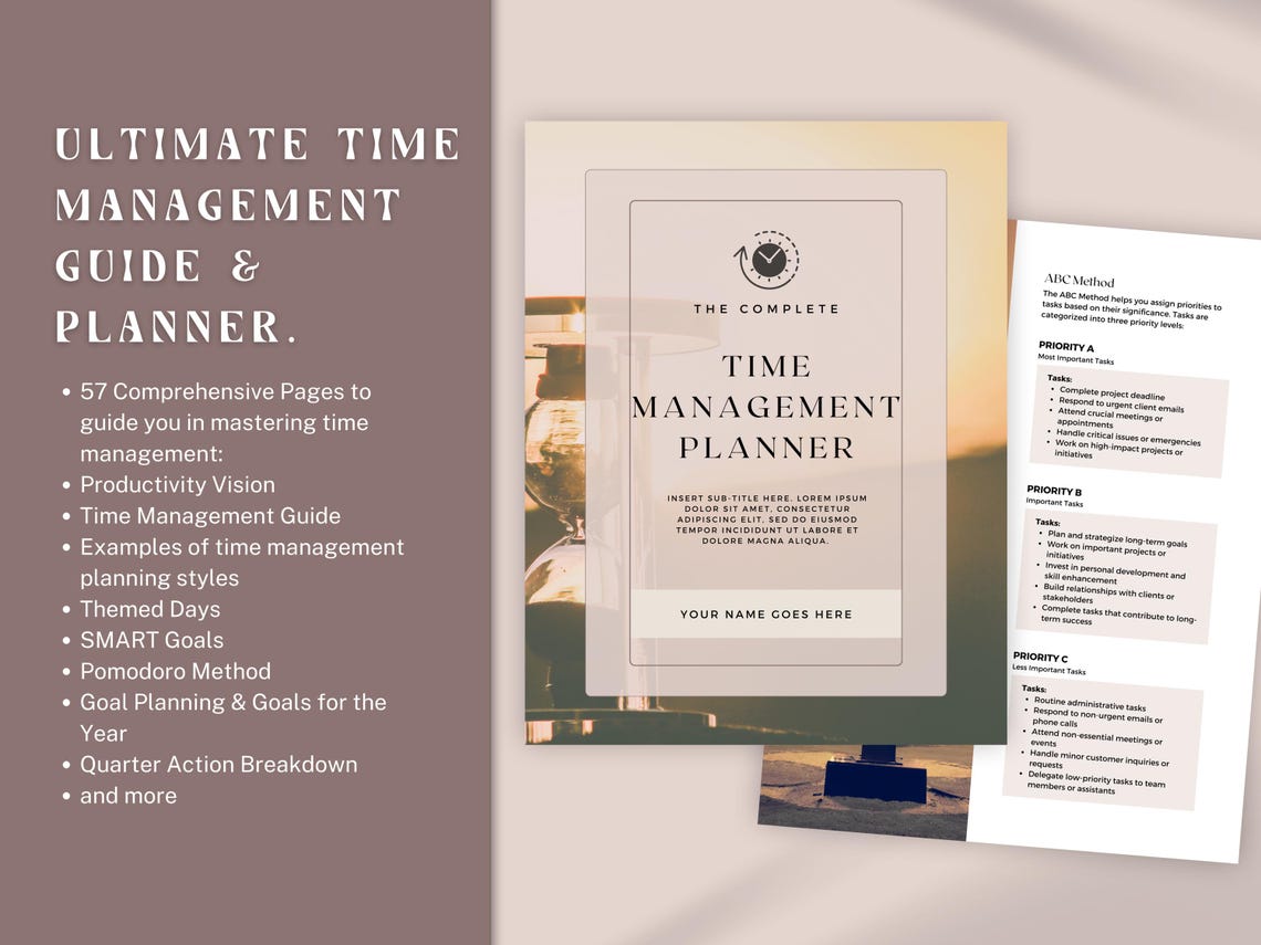 Ultimate Time Management Guide, Productivity Planner | 57-page Goal ...