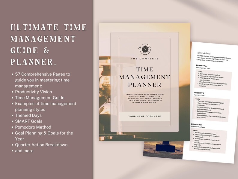 Ultimate Time Management Guide, Productivity Planner | 57-page Goal ...