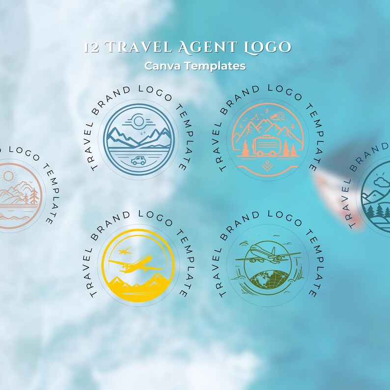 12 Travel Agent Logo Templates + Brand Boards | Editable Canva Travel ...