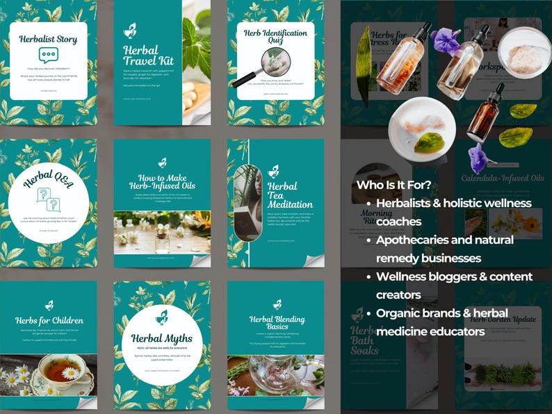 50 Herbal Instagram Post Templates: Wellness & Apothecary Canva ...