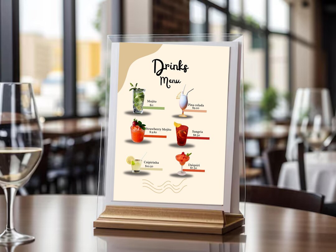 Bar Menu Drinks, Bar Service Menu, Cocktail Bar Menu, Stylish Digital ...