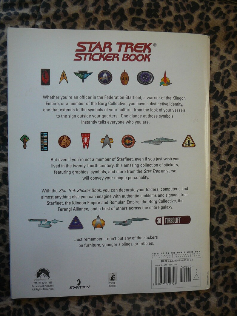 The Star Trek Sticker Book by Michael Okuda Doug Drexler & - Etsy