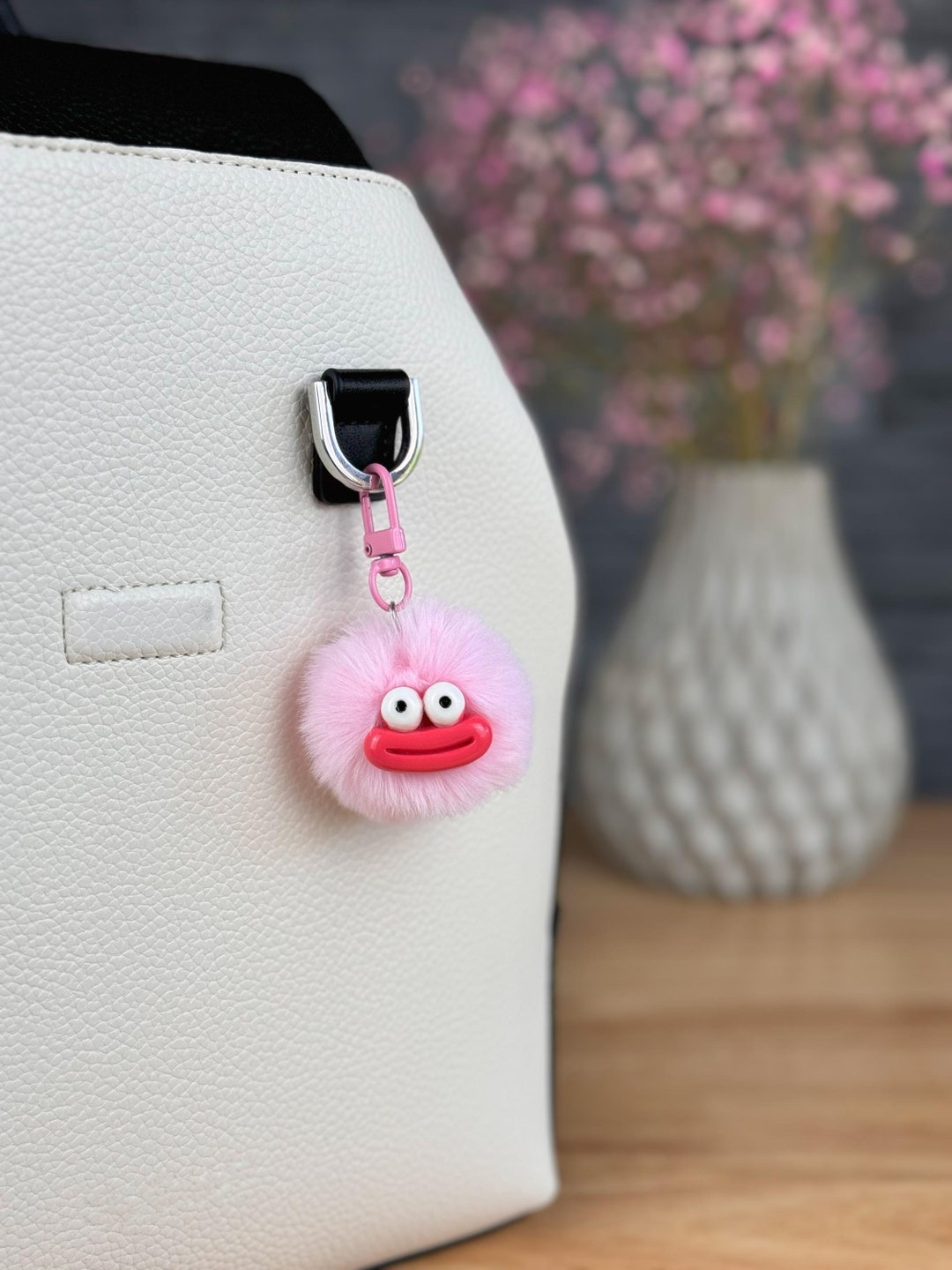 Pink Fluffy Keychain in Multiple Colors - 2-3 Inches Cute Gift, Soft ...