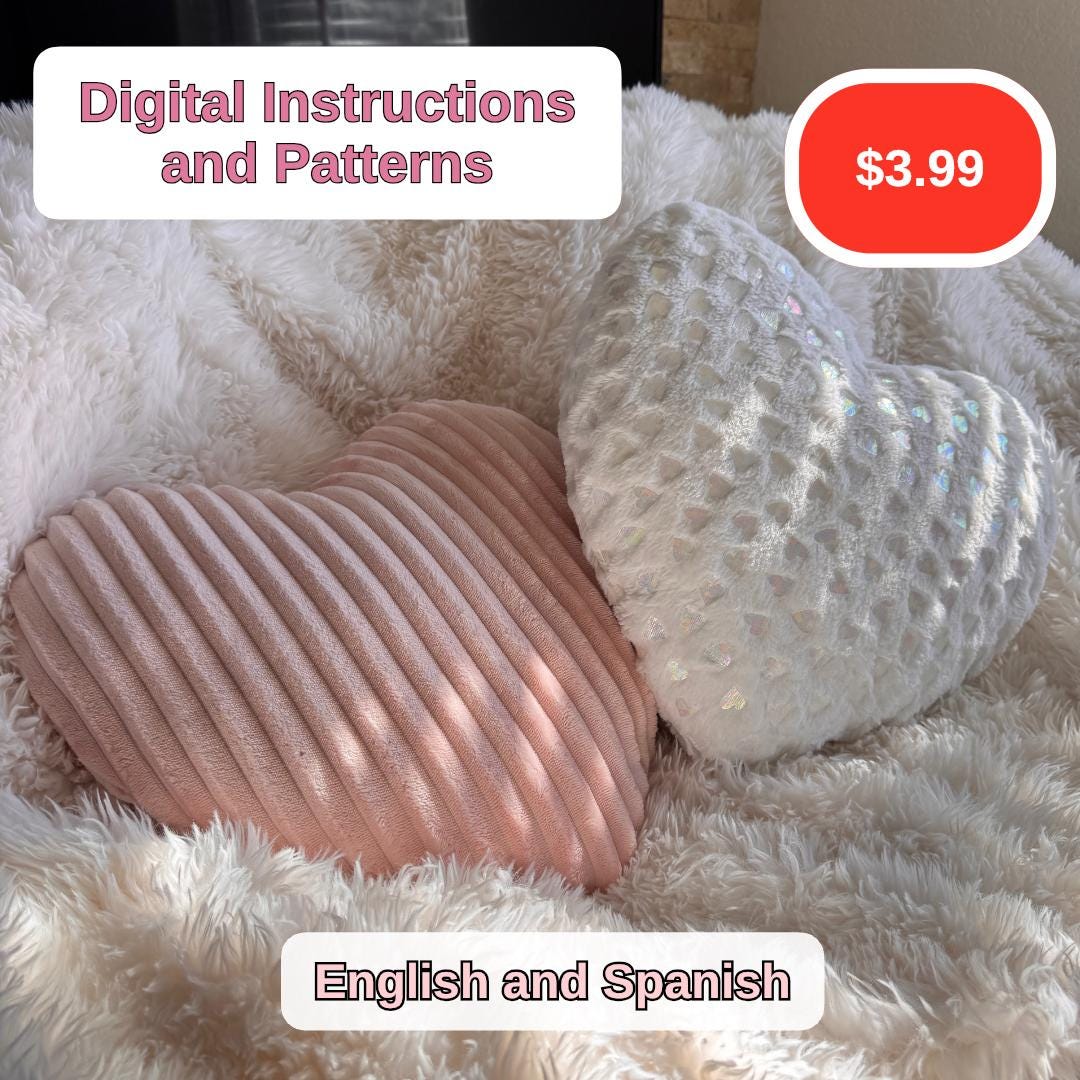 Digital Instructions and Sewing Patterns DIY Fabric Heart Pillow ...