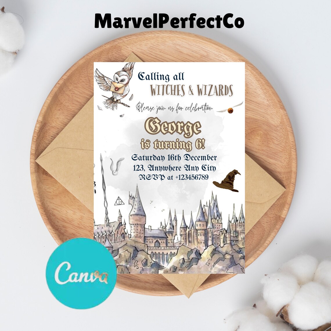 Editable Wizard & Witches Birthday Invitation Printable Magical ...