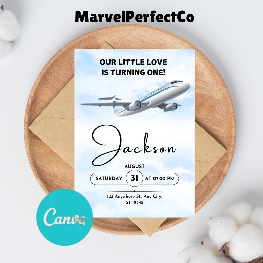 Editable Airplane Birthday Invitation Airplane Template Pilot Birthday ...