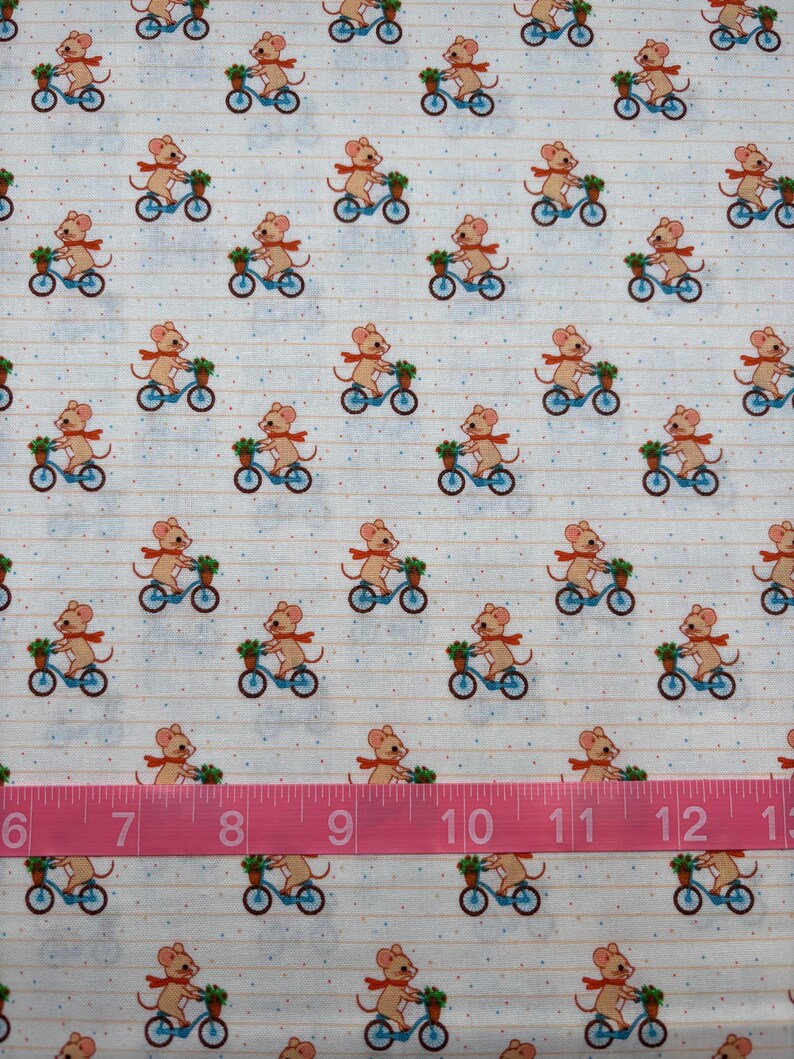 Mouse on Bike Fabric - Novelty Mini Mice Print, 100% Cotton - Etsy