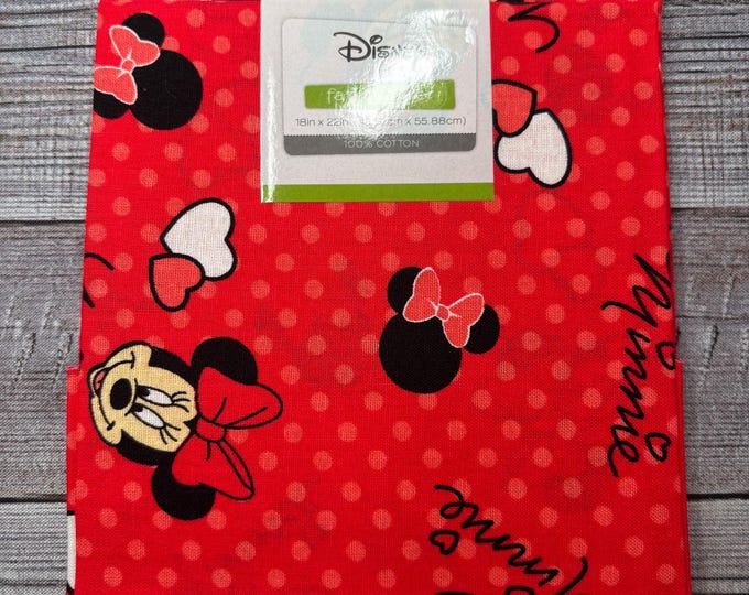 Minnie Mouse Cotton Fabric Fat Quarter Tossed Minnie Mouse Fabric Red ...