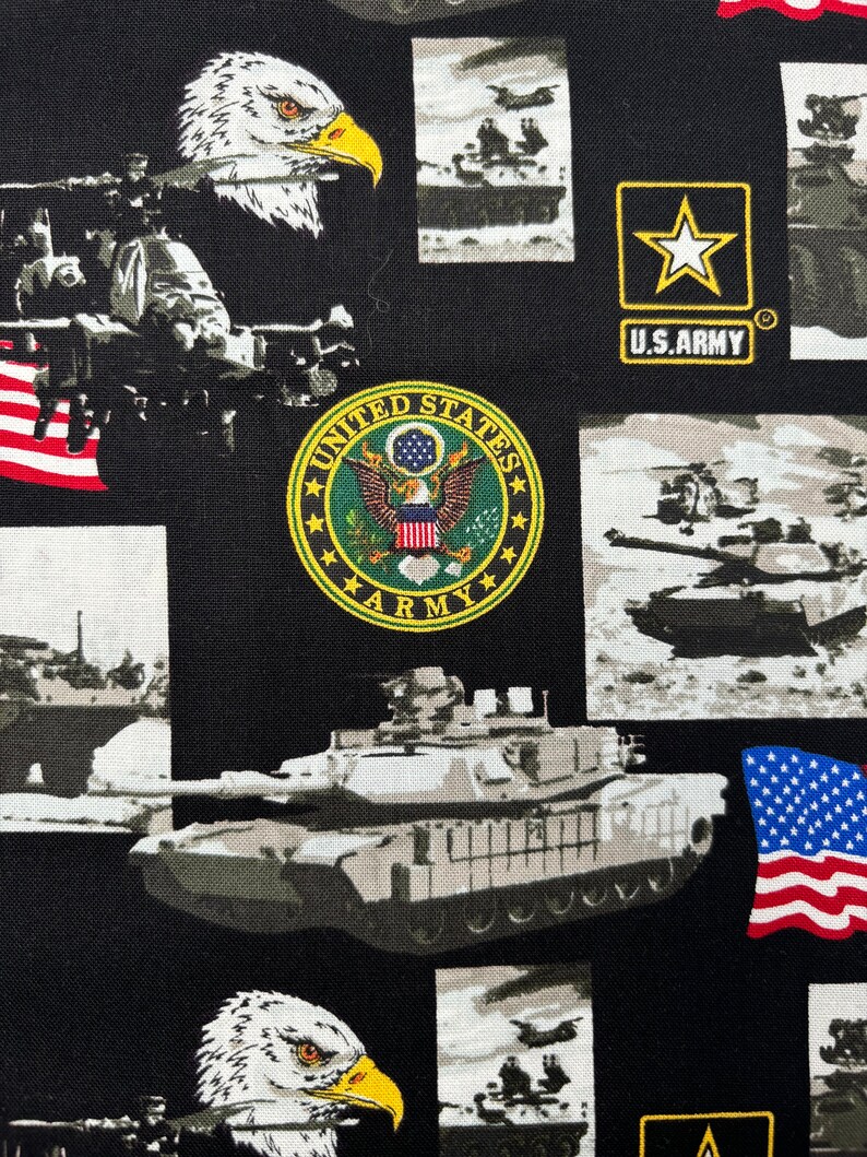 US Army Cotton Fabric 3/4 Yard NEW Patriotic Fabric American Hero ...