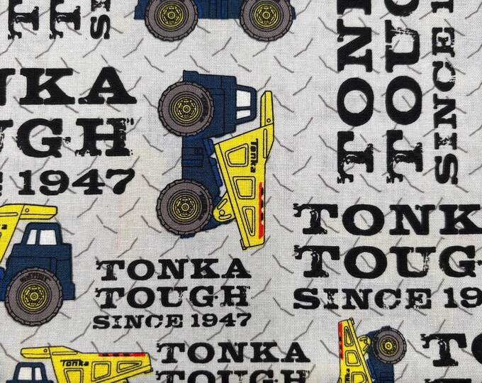 Tonka Truck Fabric, Tonka Tough Since 1947 Cotton Fabric NEW BTY Truck ...
