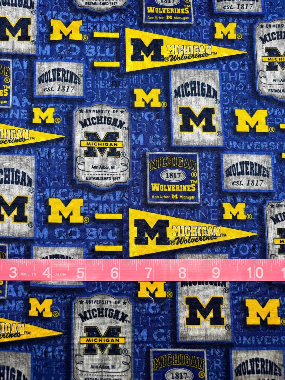 Michigan Wolverines Cotton Fabric 1/3 Yard NEW Wolverines Football ...