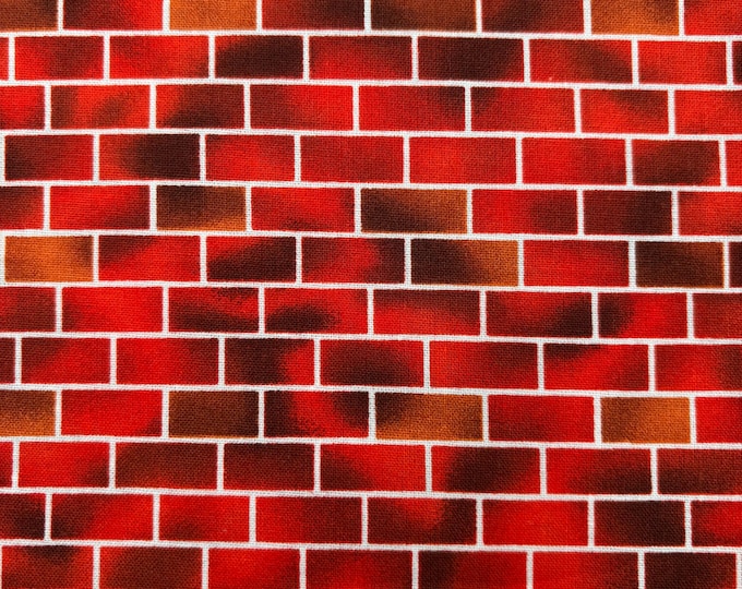 Brick by Brick Cotton Fabric NEW 3/4 Yard Construction Fabric Brick ...