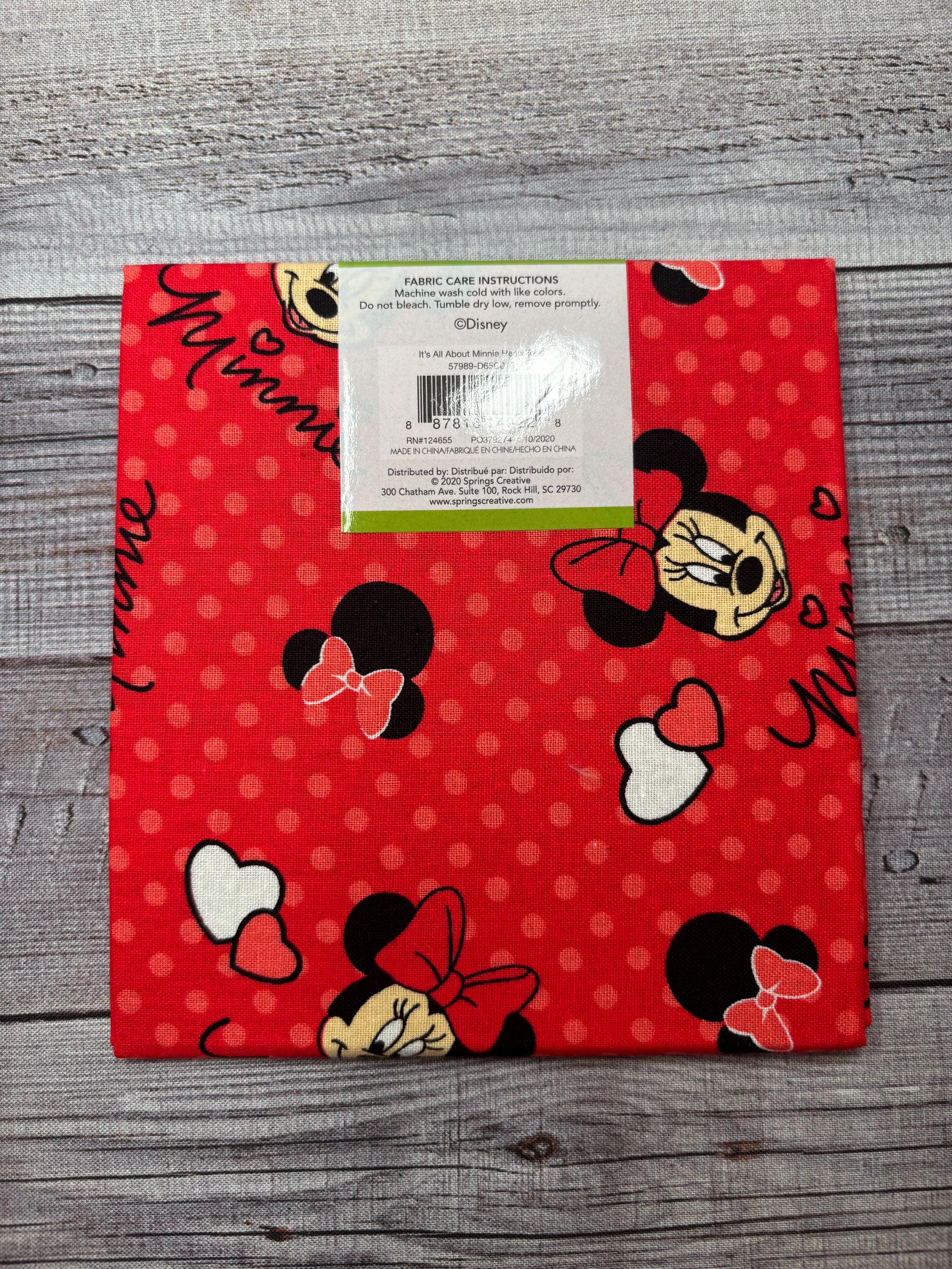 Minnie Mouse Cotton Fabric Fat Quarter Tossed Minnie Mouse Fabric Red ...