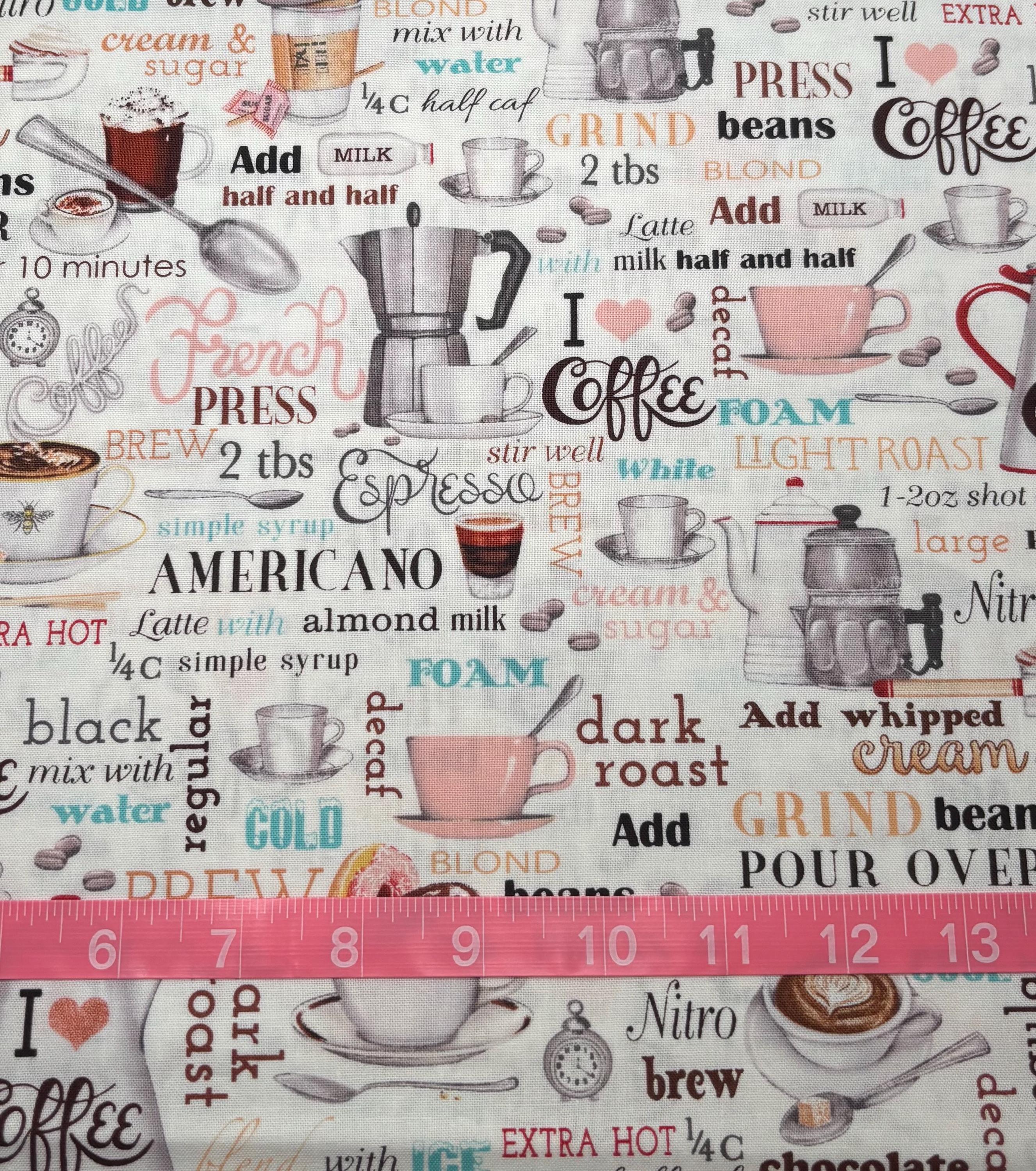 Coffee I Love Coffee Cotton Fabric NEW 1/2 Yard Fabric - Etsy