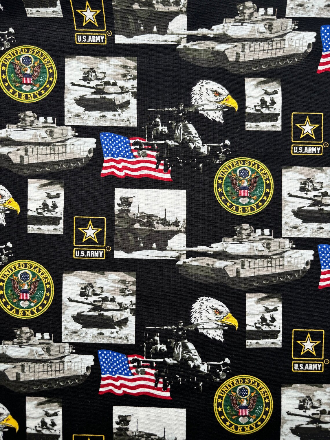 US Army Cotton Fabric 3/4 Yard NEW Patriotic Fabric American Hero ...