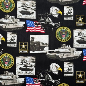 US Army Cotton Fabric 3/4 Yard NEW Patriotic Fabric American Hero ...