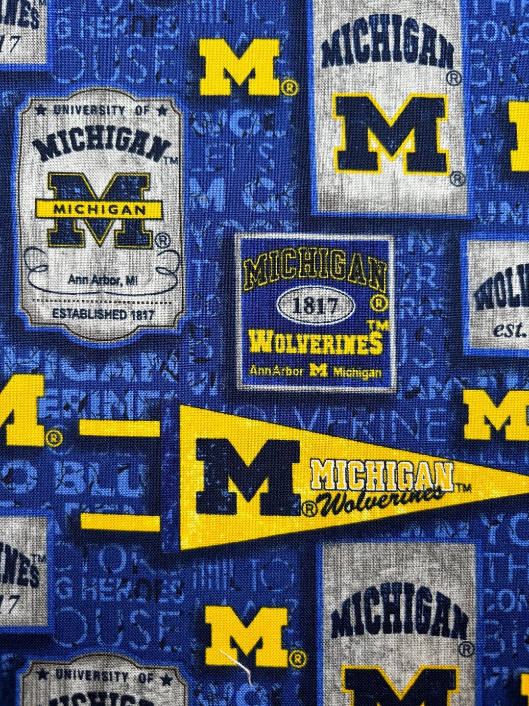 Michigan Wolverines Cotton Fabric 1/3 Yard NEW Wolverines Football ...