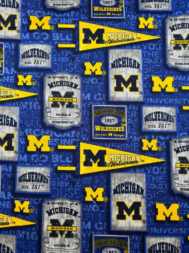 Michigan Wolverines Cotton Fabric 1/3 Yard NEW Wolverines Football ...