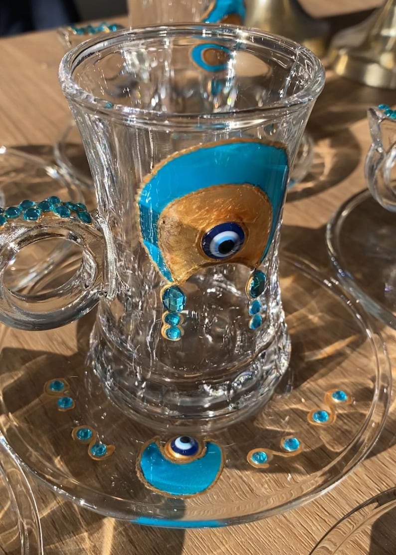 Turkish Tea Cups With Saucer Hand Painted , Made to Order - Etsy