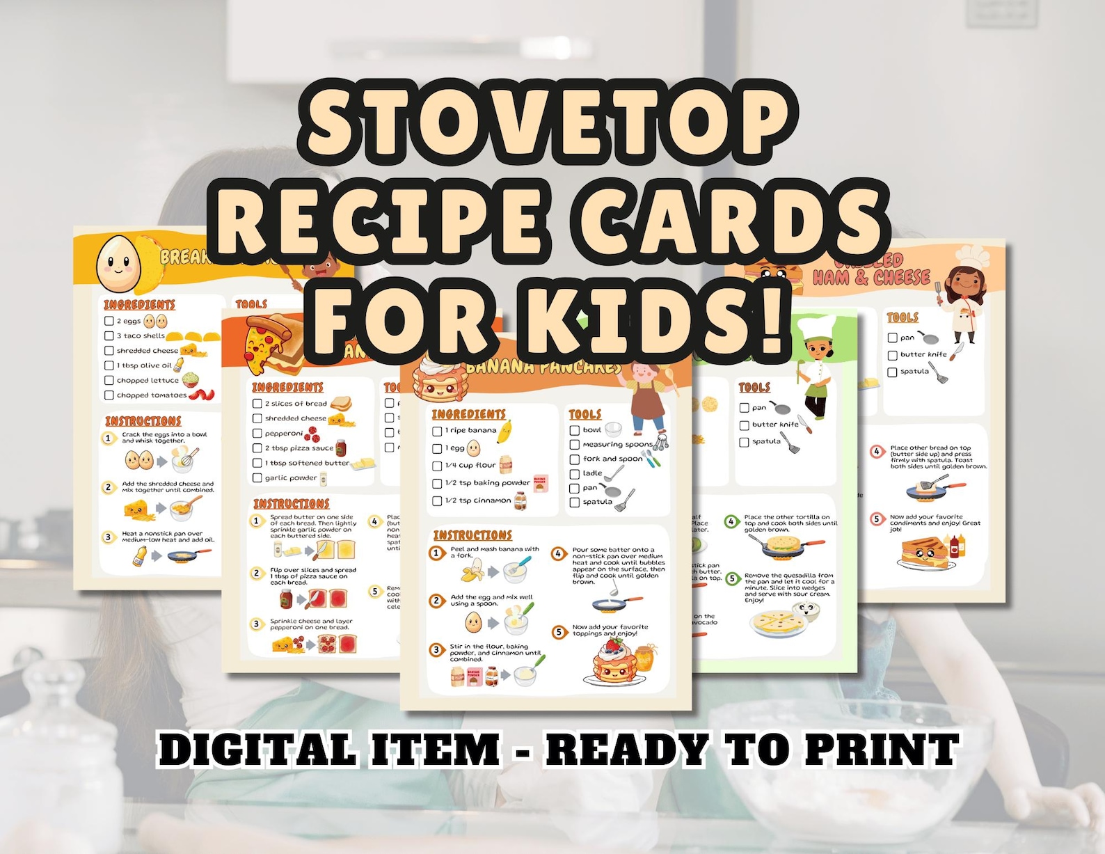 Kids Stovetop Recipe Cards: Easy Visual Recipes With Parent's Guide ...