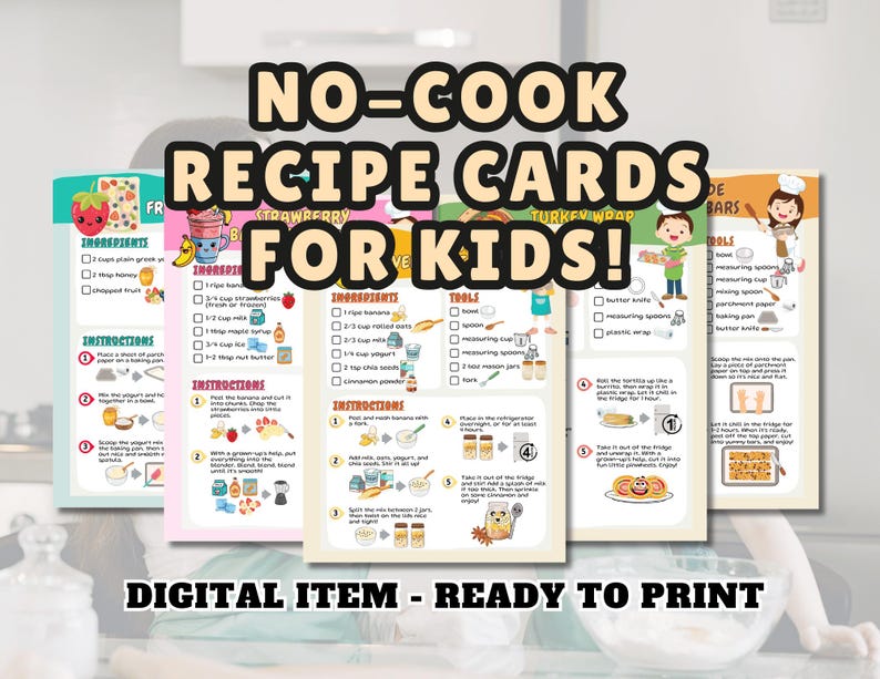 Kids No-cook Recipe Cards Bundle: Fun Kitchen Activities (PDF ...