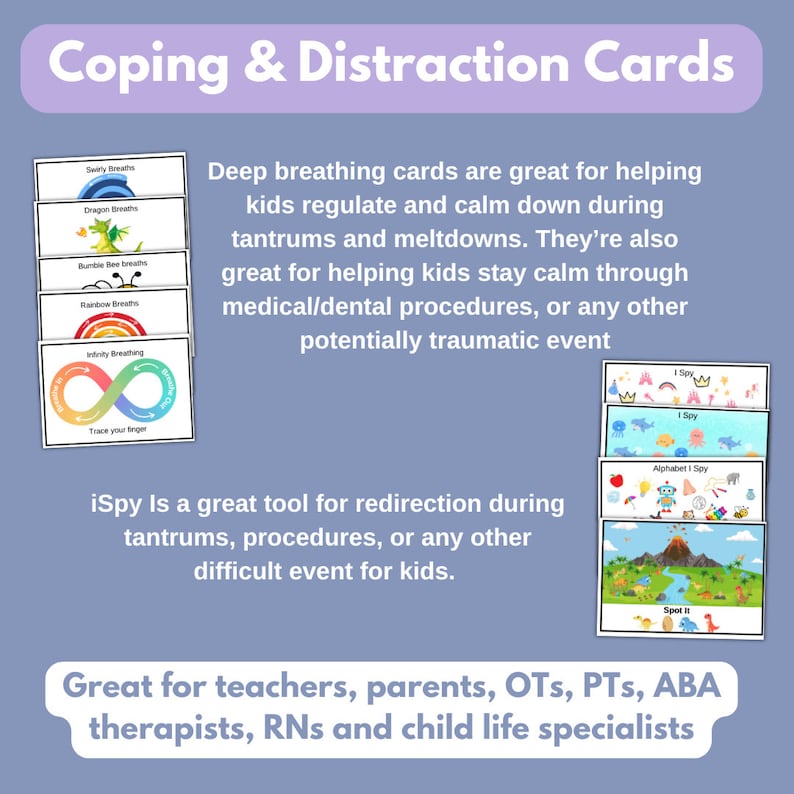 Coping Skills Cards, Coping Cards, Distraction Cards, Child Life ...