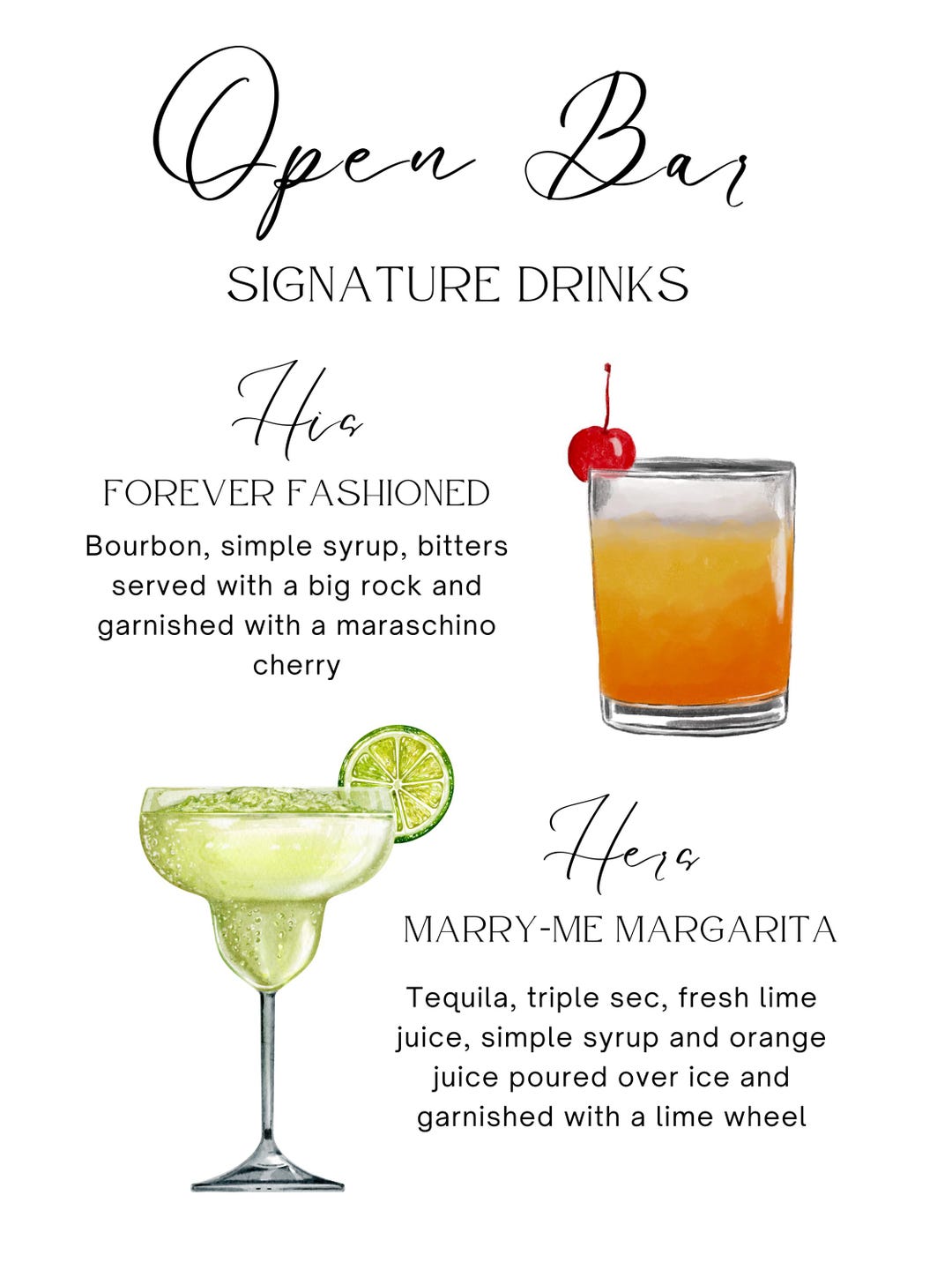 Customizable Wedding Bar Menu, Instant Download - Etsy