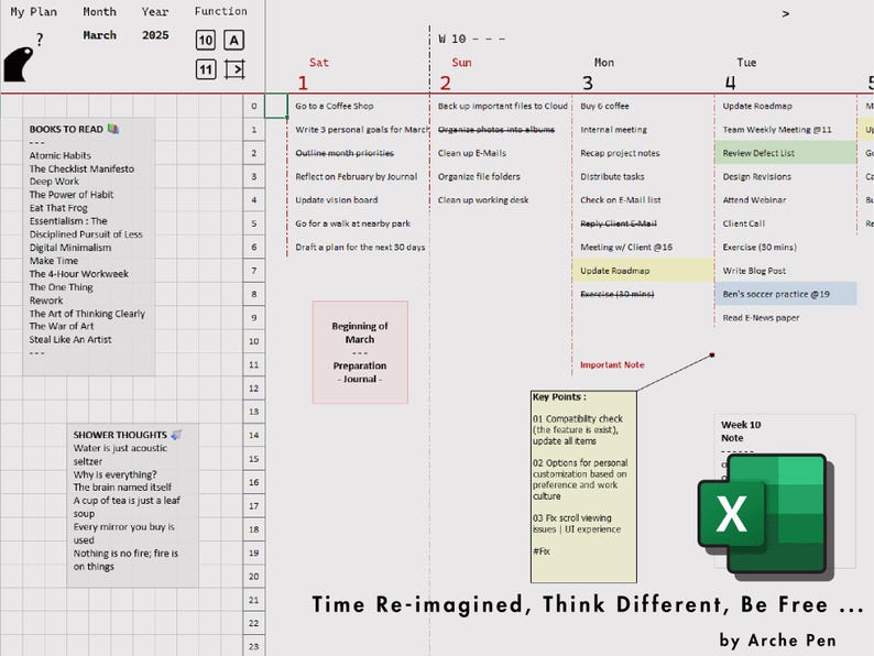 Digital Monthly Planner Spreadsheet for Flexible Work Schedule ...