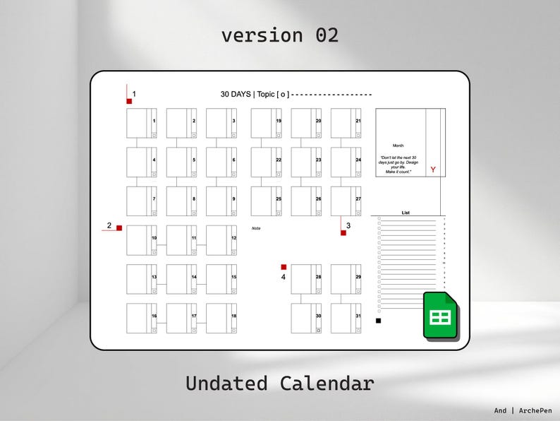 Simple Monthly To-do List Checkbox Spreadsheet Template 30-days Goal ...