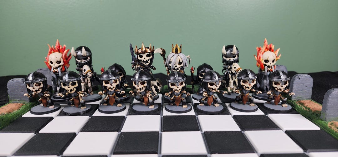Skeleton Chess Set (BLACK Pieces ONLY) - Set of 16 Miniatures - Etsy