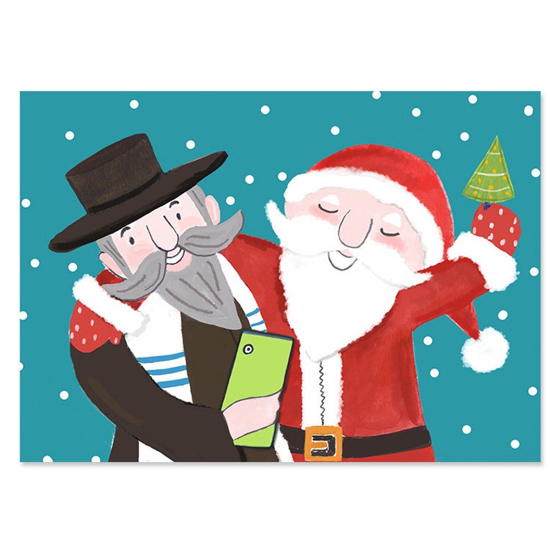 Santa Rabbi Selfie Greeting Card Pack-chrismukkah -christmas Card ...
